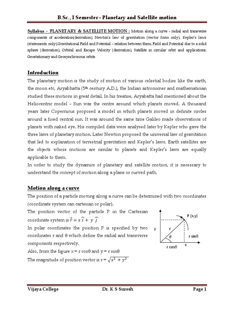 Planetary and Satellite Motion Overview | PDF | Orbit | Acceleration