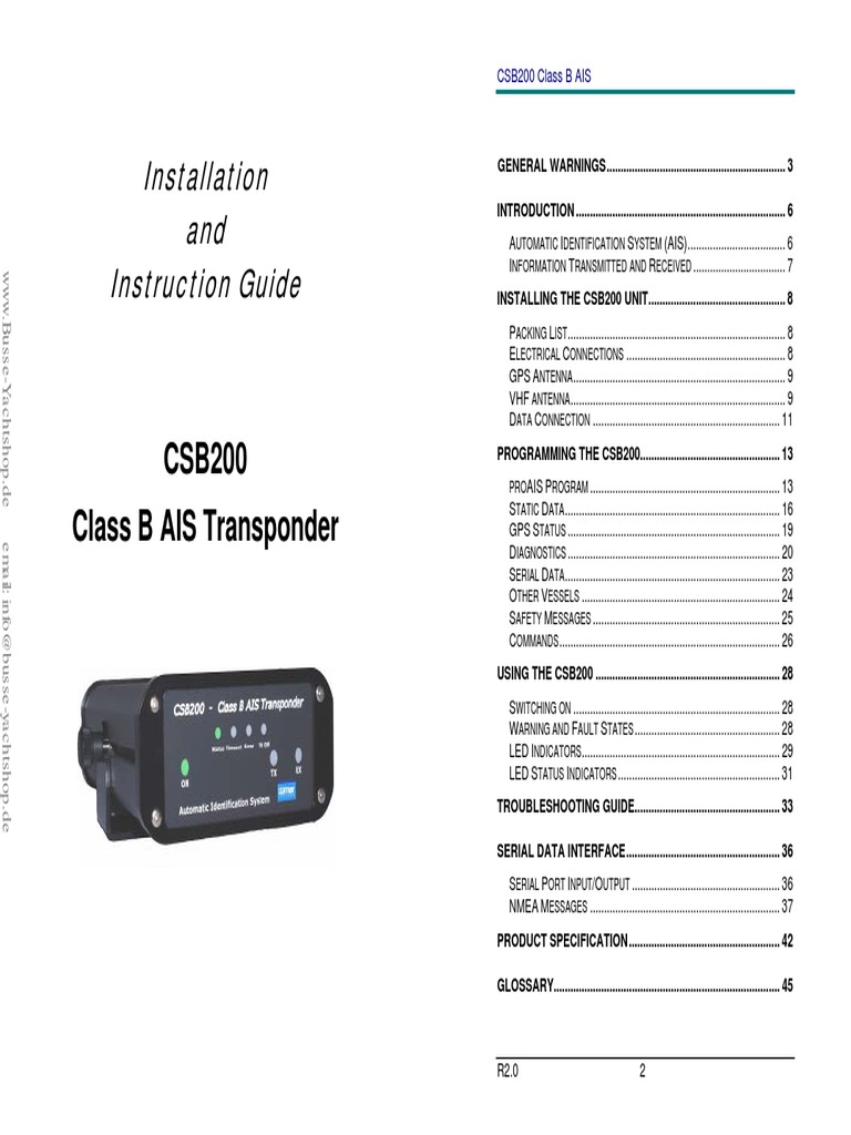 Comar CSB200 Manual | PDF | Antenna (Radio) | Global Positioning System