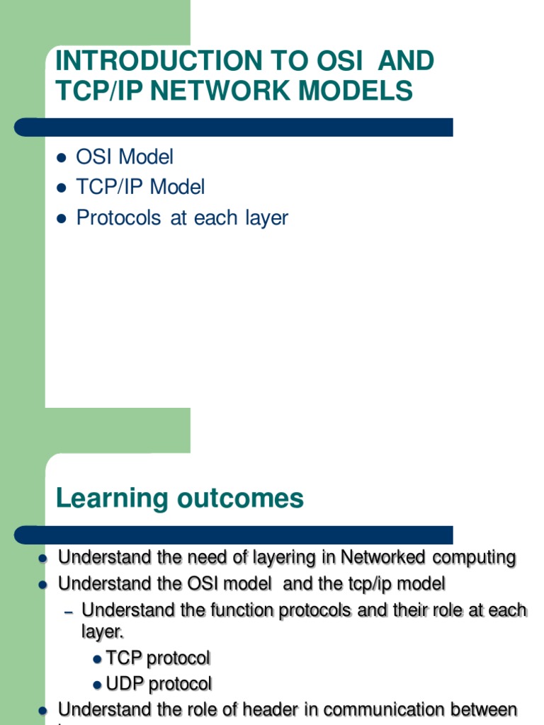 Introduction To Osi and Tcp/Ip Network Models | PDF | Osi Model | Internet Protocol Suite