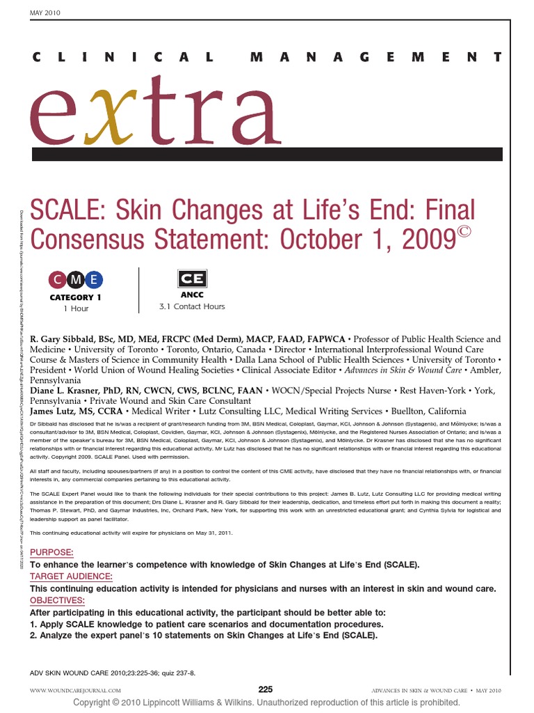 SCALE Skin Changes at Life S EndFinal Consensus.9 | PDF | End Of Life ...