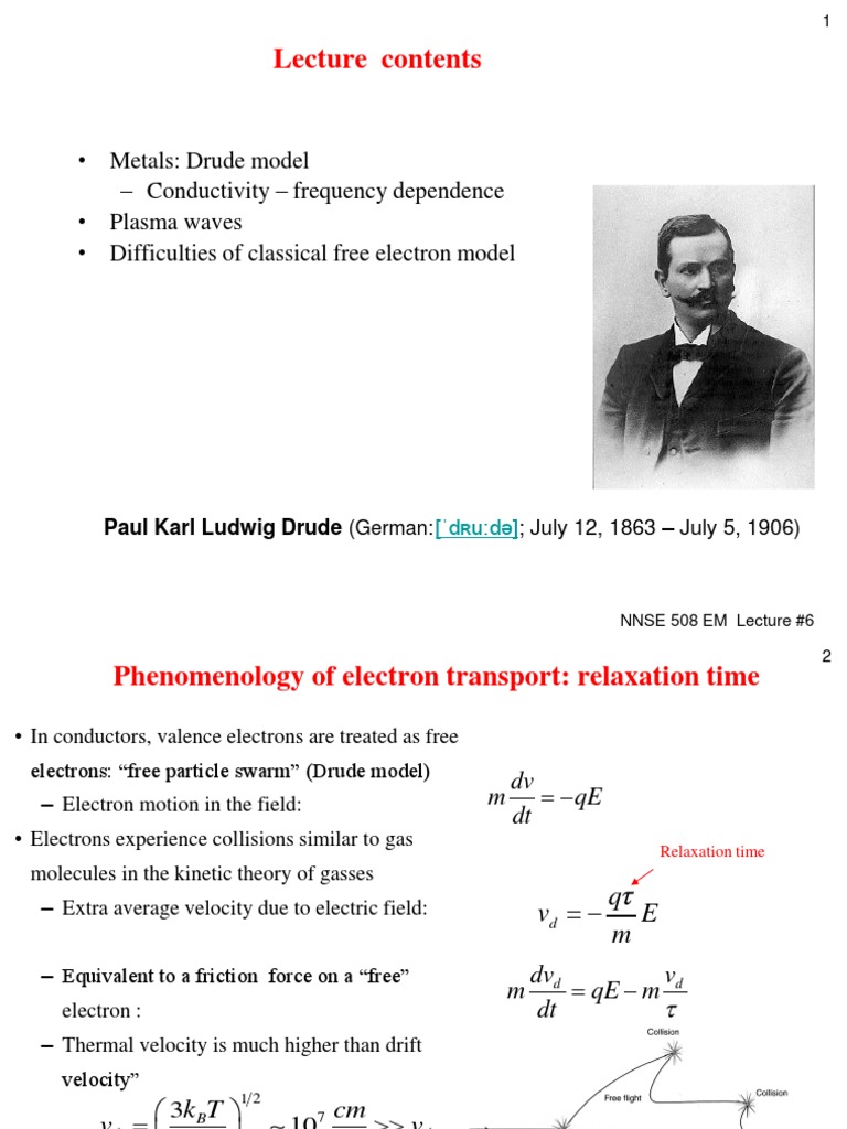 Drude Model & Metal Conductivity | PDF | Electrical Resistivity And ...