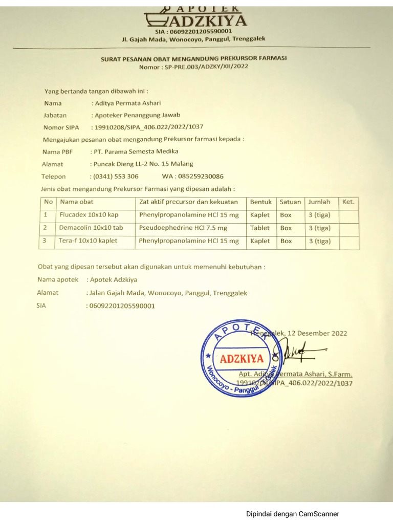 Surat Pesanan Prekusor | PDF