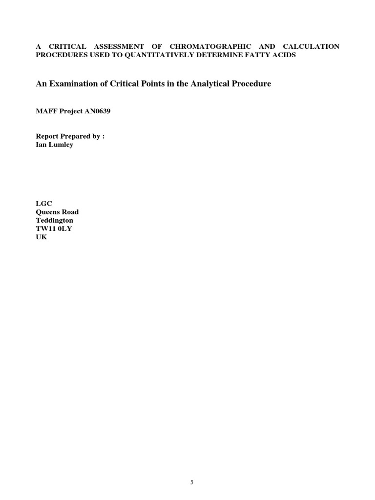 A Critical Assessment of Chromatographic and Calculation Procedures ... A Critical Assessment of Chromatographic and Calculation Procedures ...