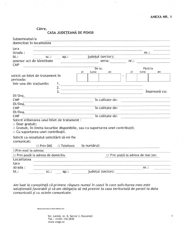 Cerere Bilet Tratament | PDF