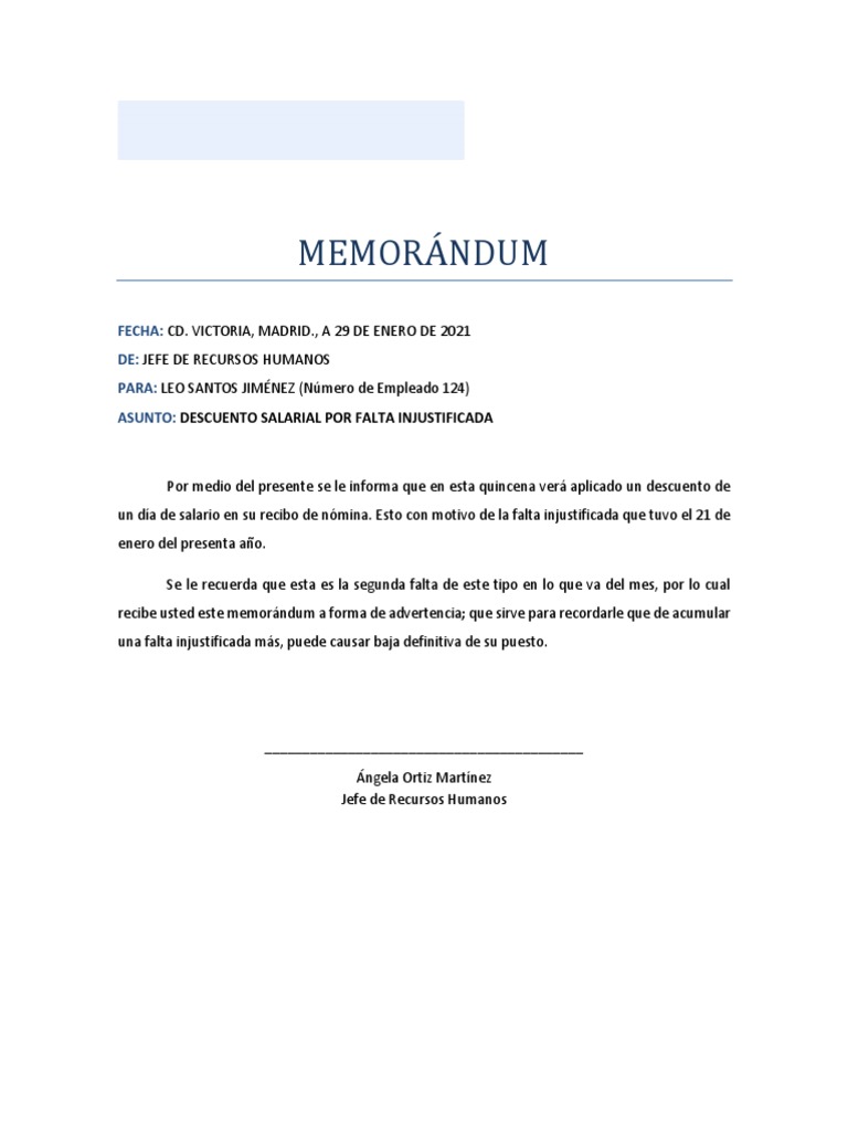 Ejemplos-de-Memorándum-y Ejercicio | PDF