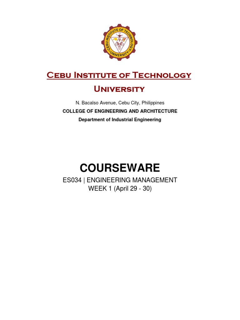 ES034 Courseware Week1 | PDF | Engineer | Engineering