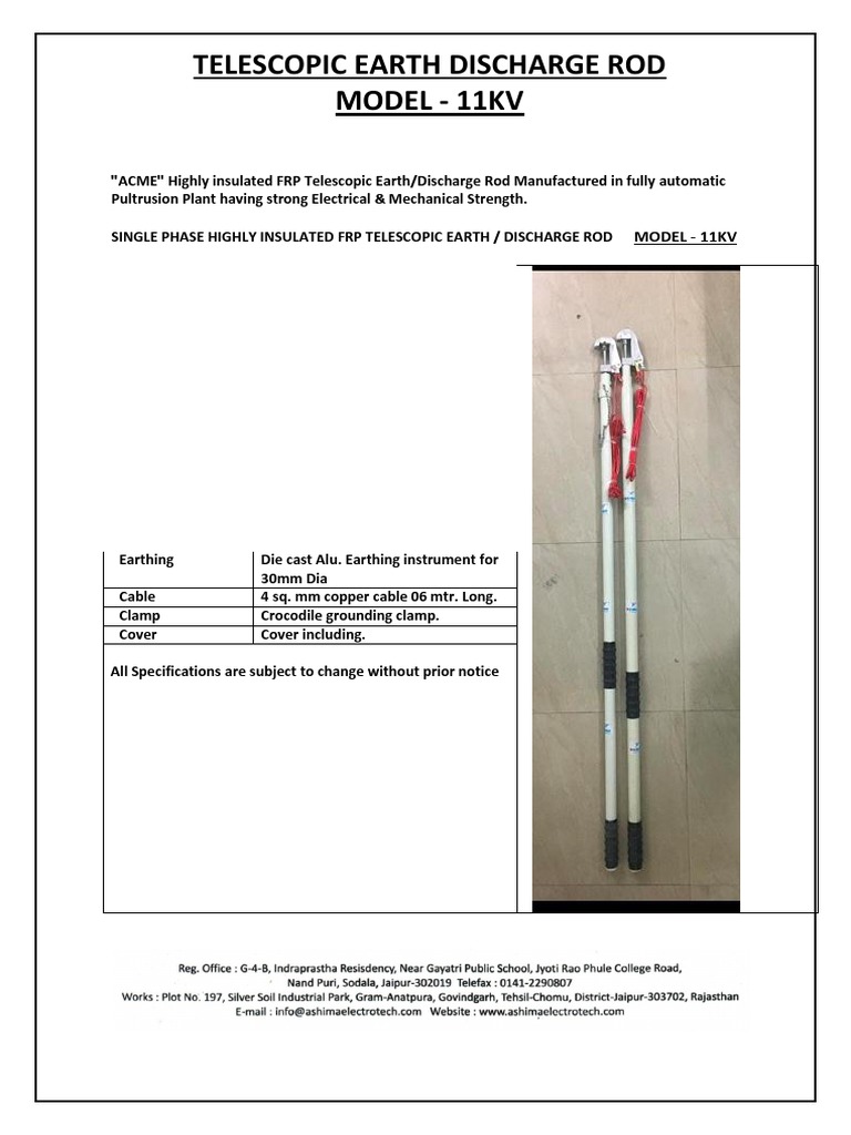 Telescopic Earth Discharge Rod Model - 11Kv | PDF