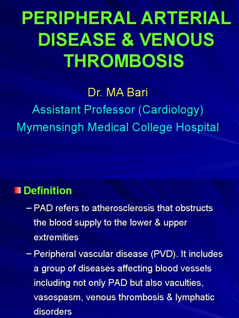 Peripheral Arterial Disease PAD | PDF | Thrombosis | Angiology