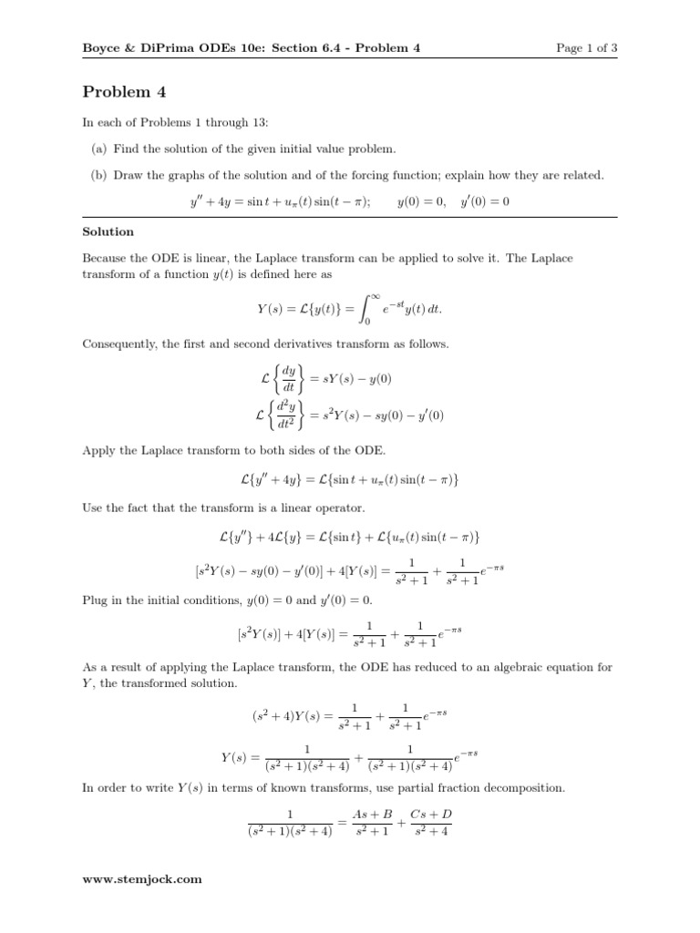 Boyce ODEch 6 S 4 P 04 | PDF | Ordinary Differential Equation | Equations