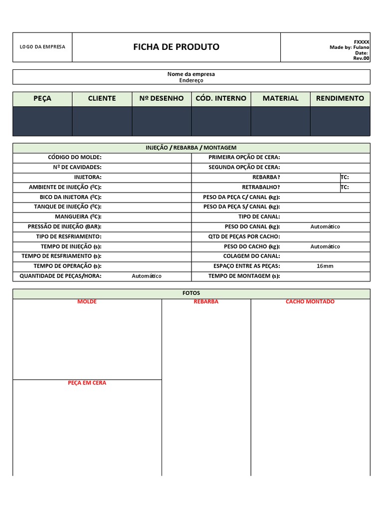 Ficha de Produto para Fundição | PDF | Fundição (metalurgia ...