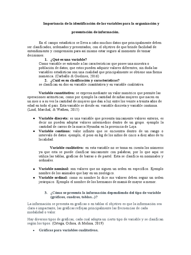 Importancia de La Identificación de Las Variables para La Organización ...