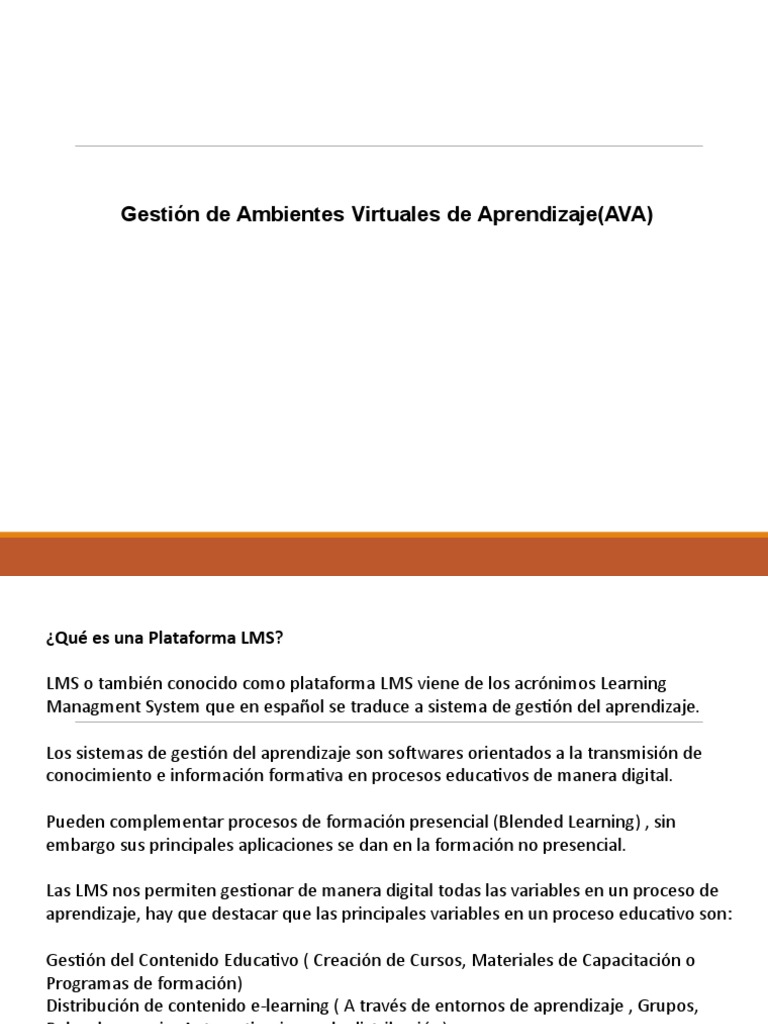 Gestión AVA LMS 40 | PDF | Aprendizaje | Moodle
