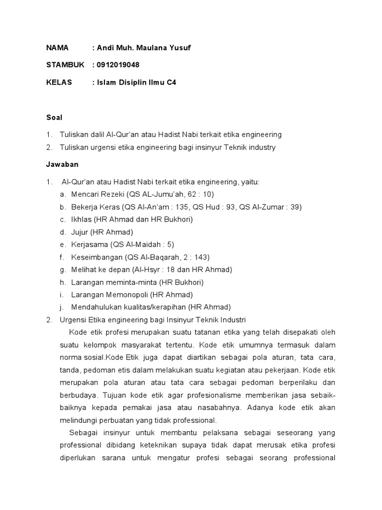 Tugas 3 Islam Disiplin Ilmu Andi Muh. Maulana Yusuf | PDF