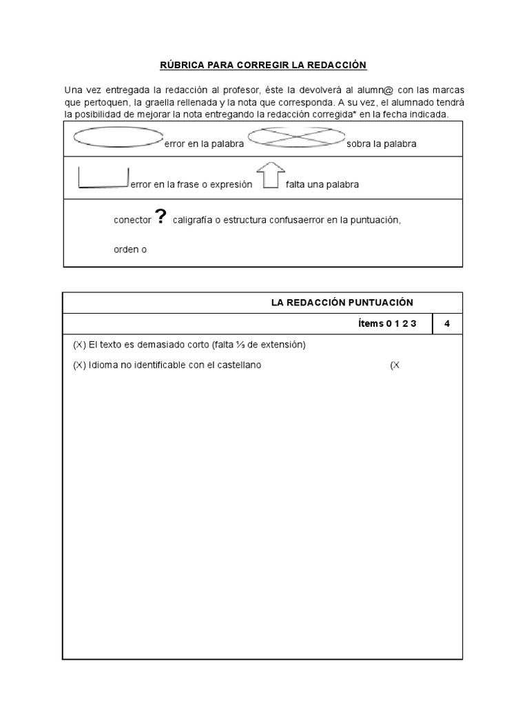 Rúbrica para Corregir Redacciones | PDF | Cognición | Ciencia cognitiva