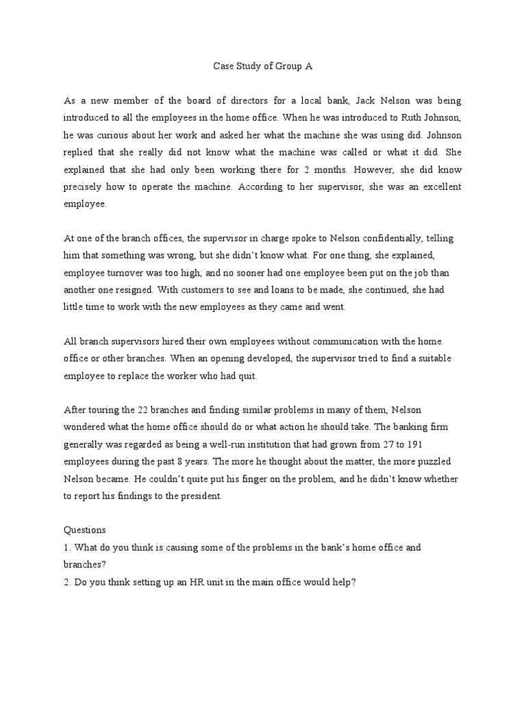 Answer of Case Study | PDF | Human Resource Management | Industrial And ...