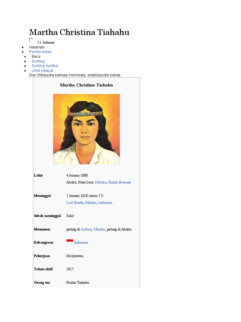 Martha Christina Tiahahu | PDF | Klasik
