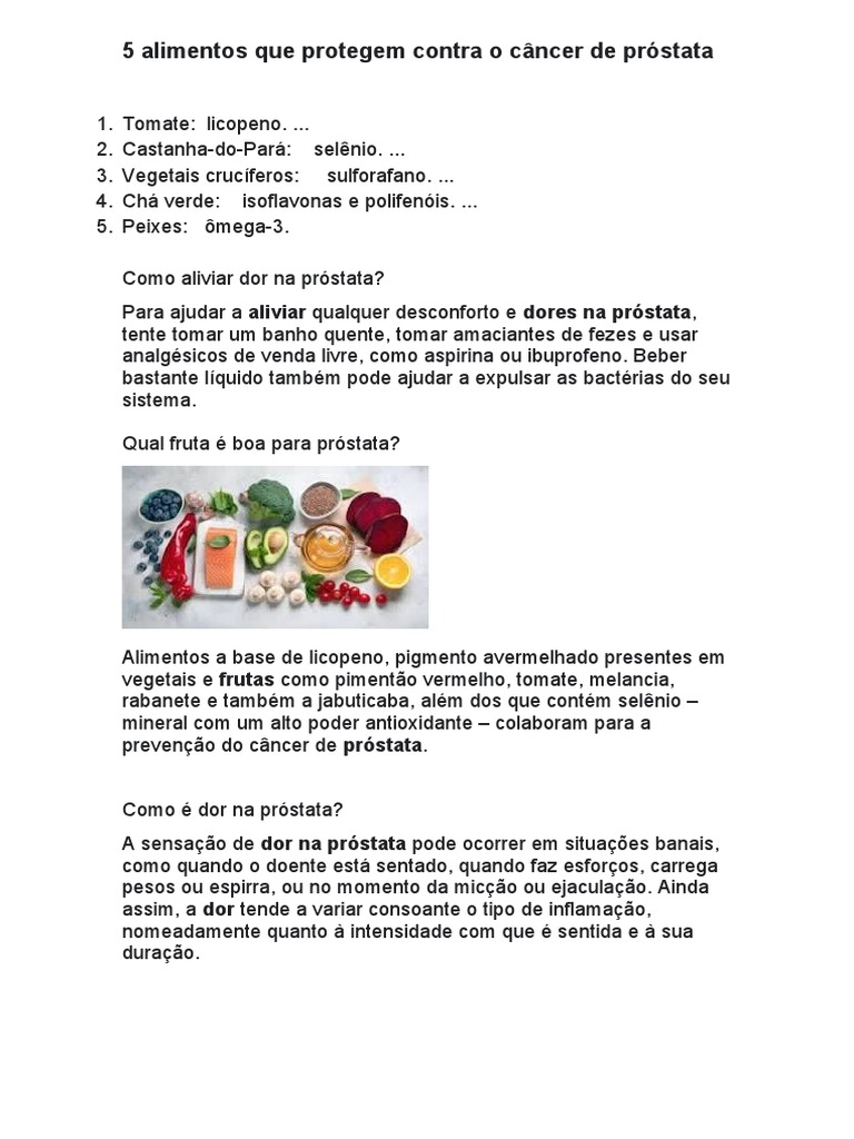 5 Alimentos Que Protegem Contra o Câncer de PROSTATA | PDF