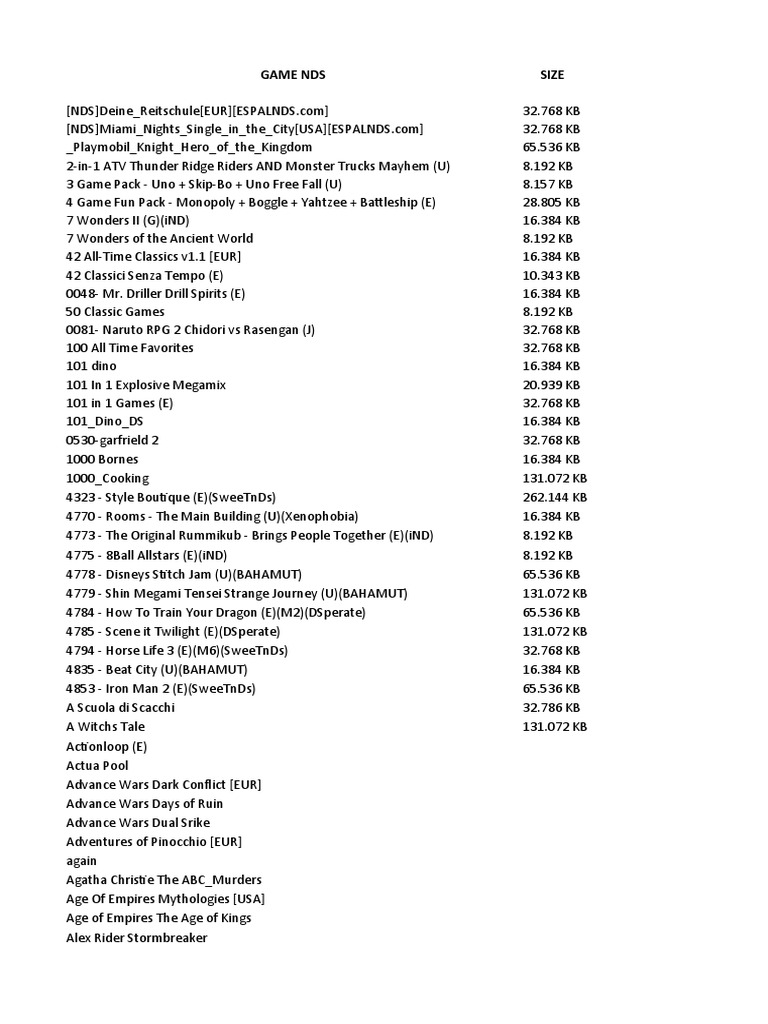 Daftar Game Nds | PDF | Star Wars