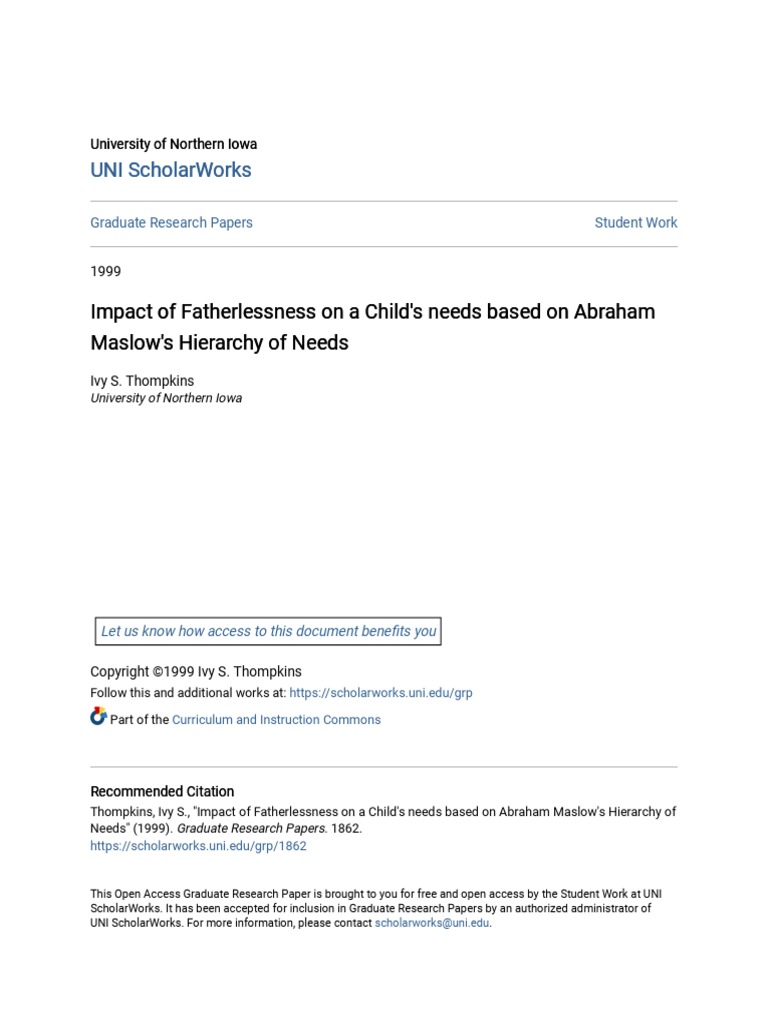 Impact of Fatherlessness On A Childs Needs Based On Abraham Masl | PDF ...