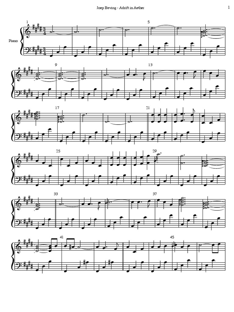 Joep Beving - Adrift in Aether (Piano Solo) | PDF