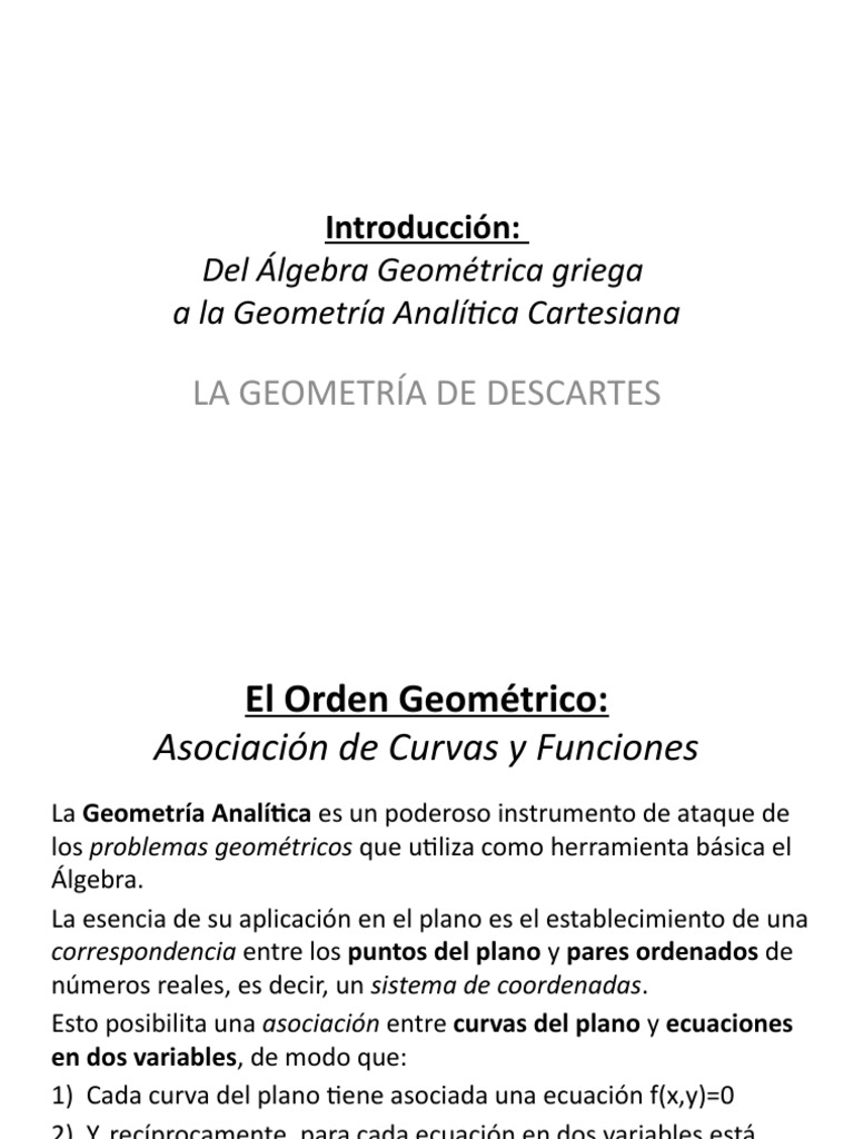 Geometría Analítica: De Descartes a Euclides | PDF | Geometría | Ecuaciones