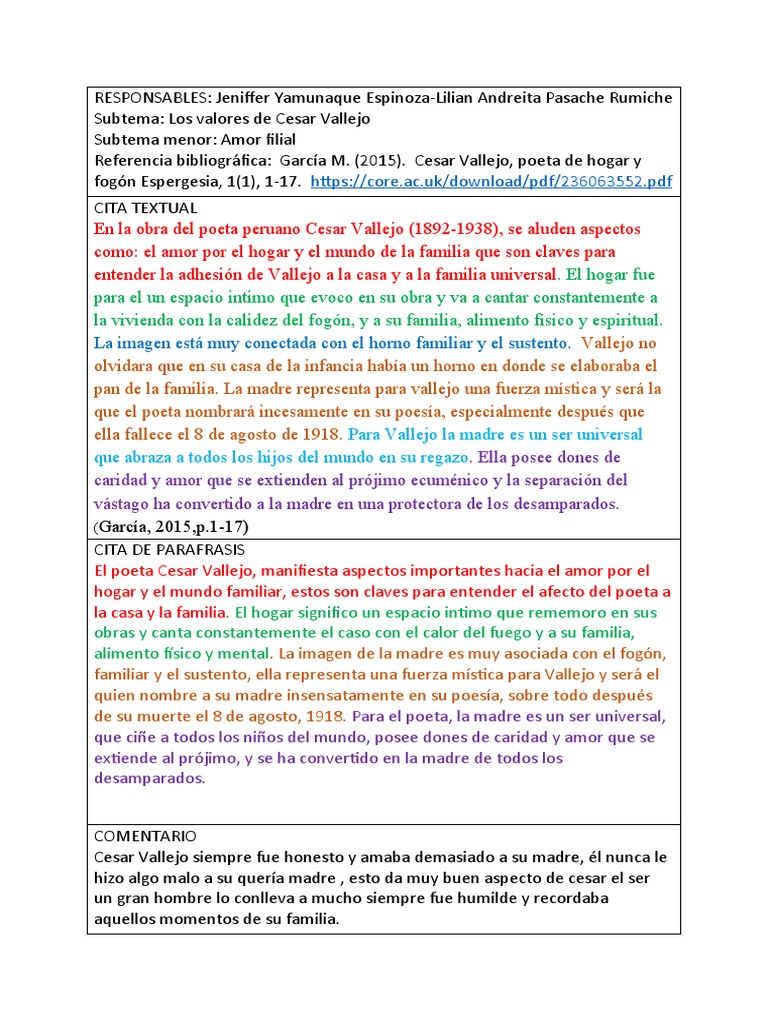 Amor filial en la obra de Vallejo | PDF | Amor