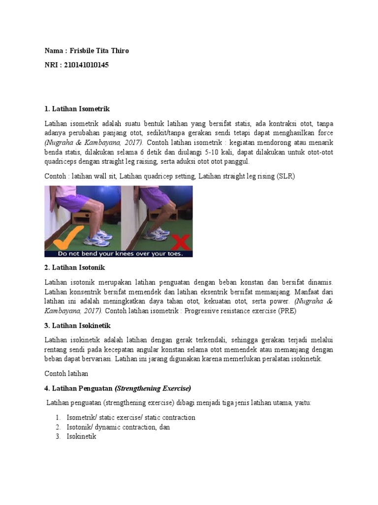 Jenis Latihan: Isometrik, Isotonik, Isokinetik | PDF