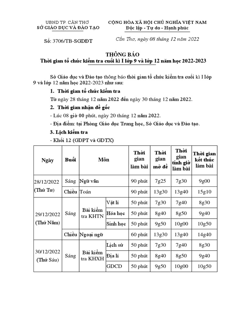 3706 TB THONG BAO THOI GIAN KT CK1 LOP 9, 12.signed - Signed | PDF
