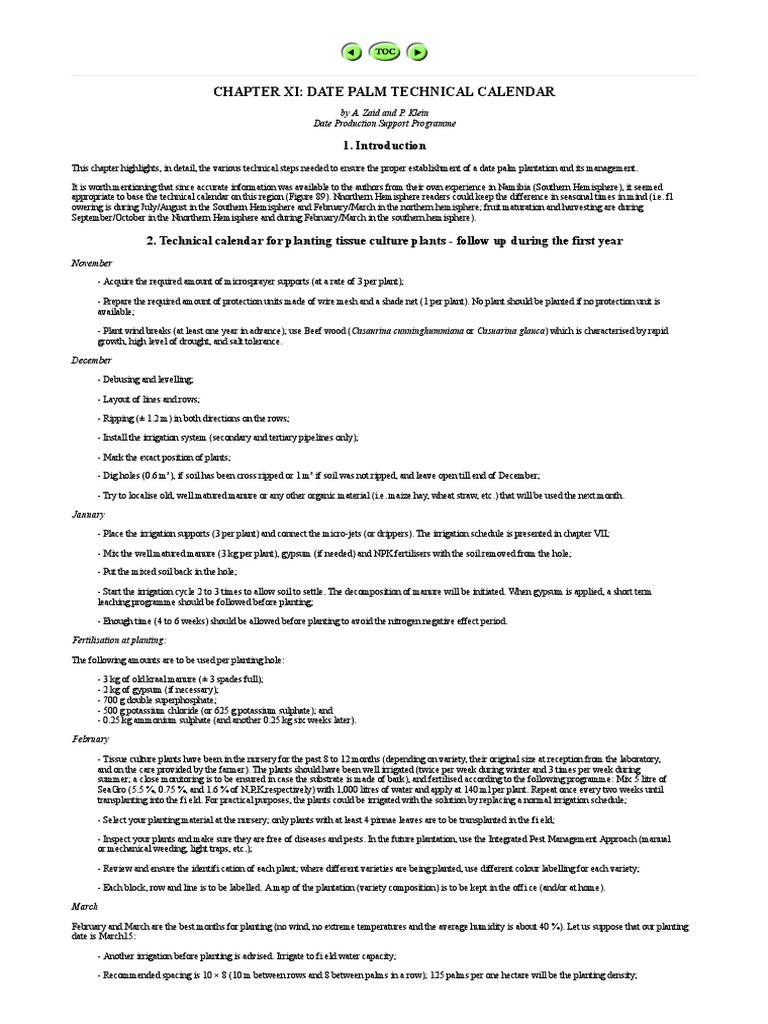 Chapter Xi - Date Palm Technical Calendar | PDF | Fertilizer | Soil