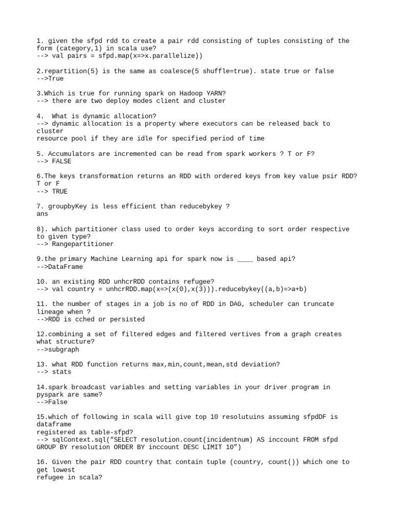 Pyspark MCQ | PDF | Apache Spark | Data Management