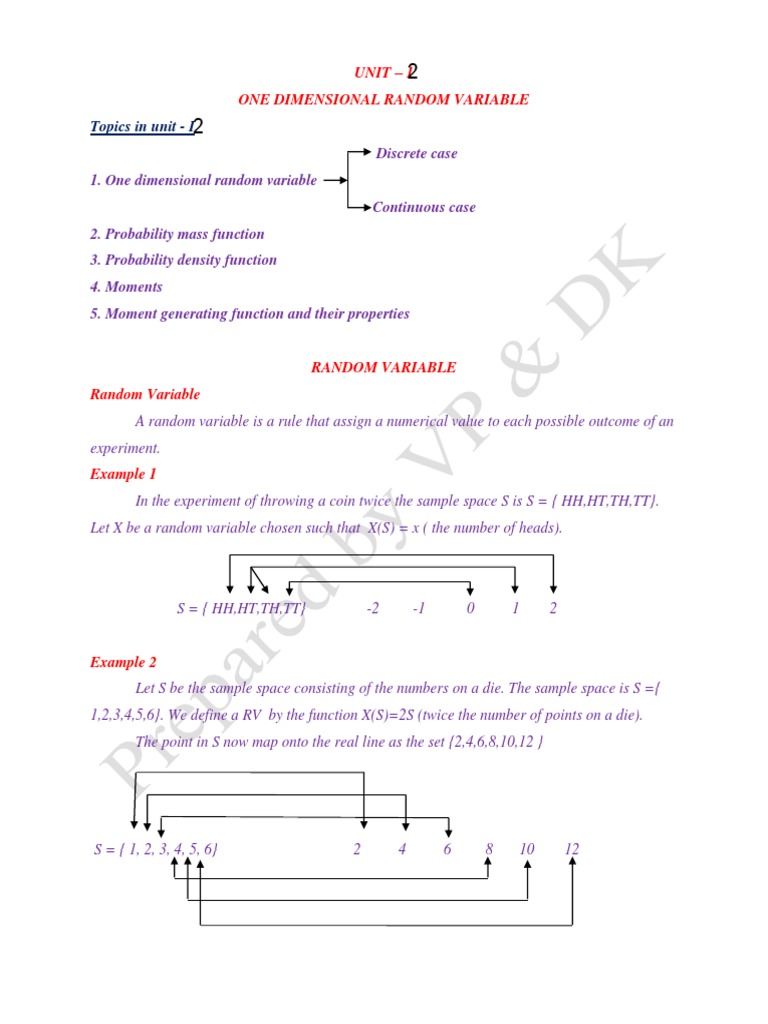 P and S - Unit 2 | PDF | Probability Distribution | Random Variable