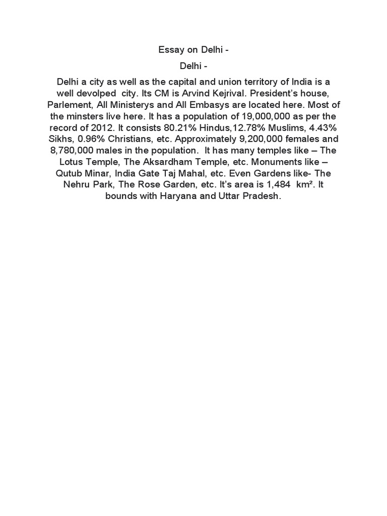 Essay On Delhi | PDF