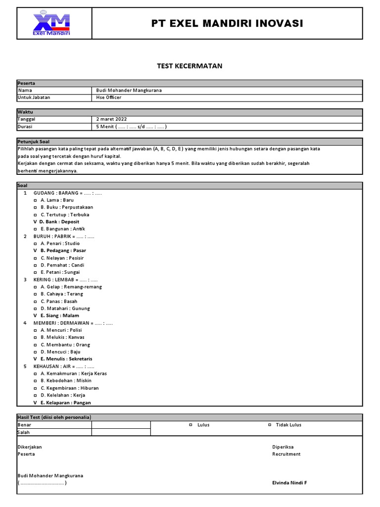 Test 2 Kecermatan | PDF