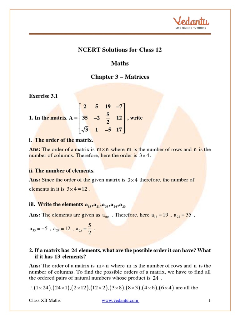 Class 12 - Maths - Matrices | PDF | Matrix (Mathematics) | Interest