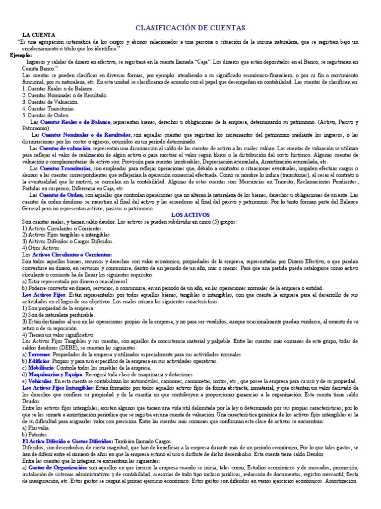 Clasificación de Cuentas | PDF | Contabilidad | Compartir (Finanzas)