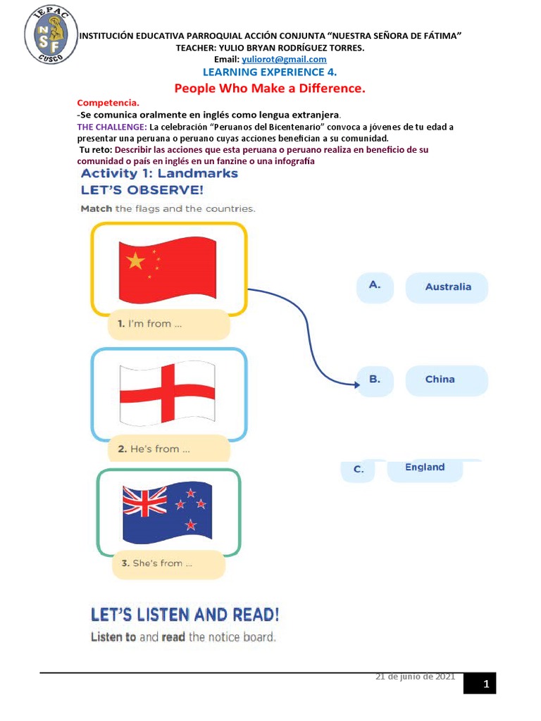 3° y 4° Secundaria Inglés. Act 11 | PDF