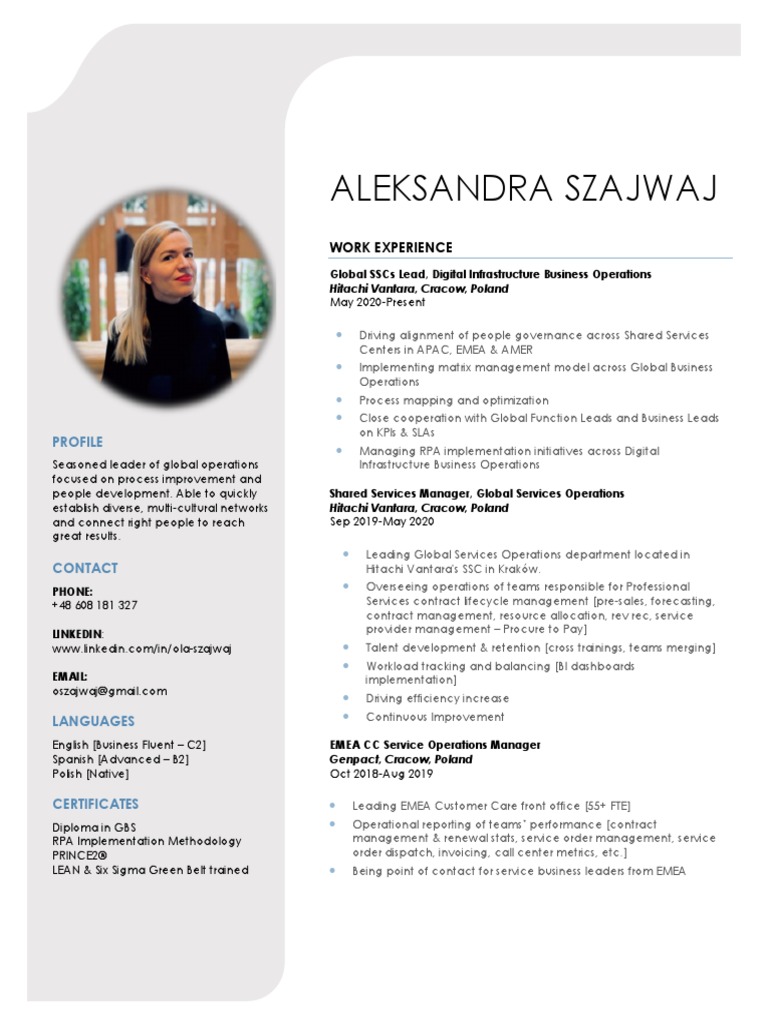 Aleksandra Szajwaj CV | PDF | Economies | Computing