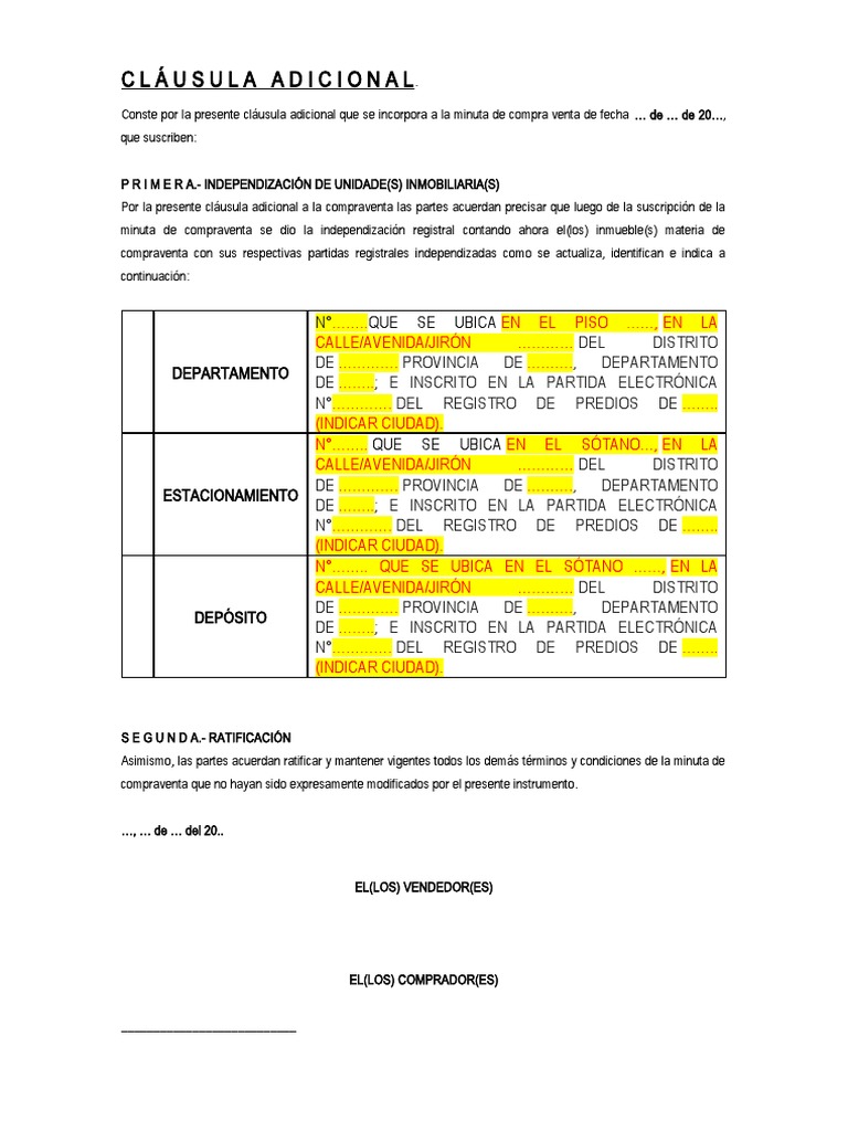 Cláusula Adicional de Independización | PDF | Derecho