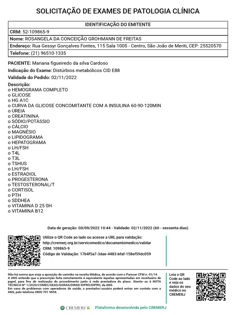 Solicitação de Exames de Patologia Clínica | PDF | Sistema de saúde ...
