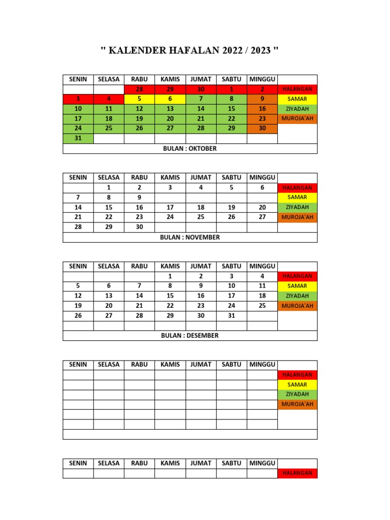Kalender Hafalan | PDF