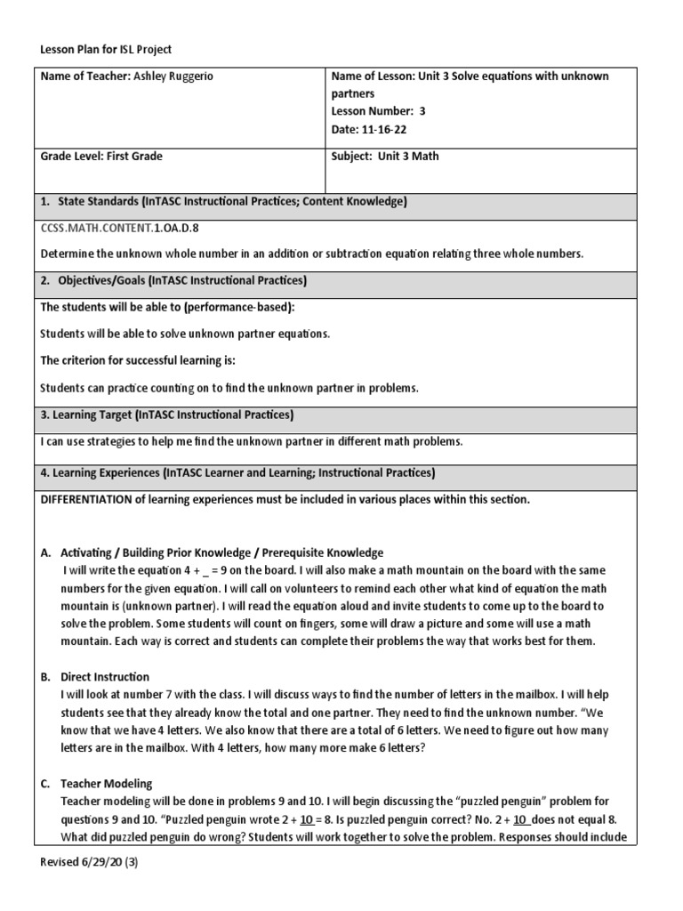 Isl Lesson Plan 3 | PDF | Lesson Plan | Learning
