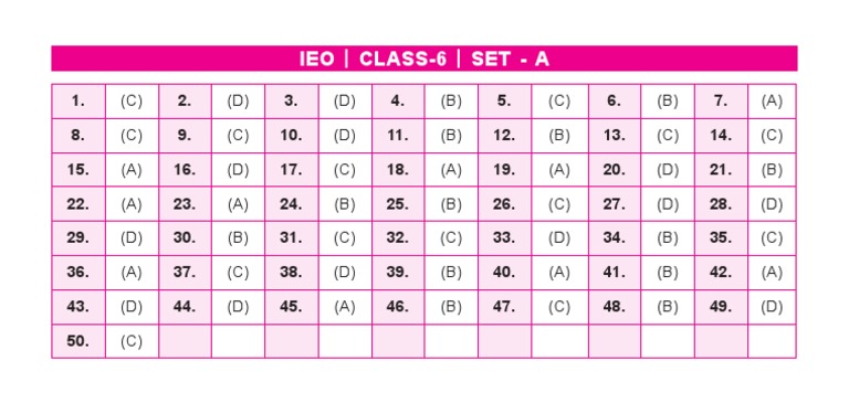 IEO 2025 Class 6 Set A Answer Key | PDF