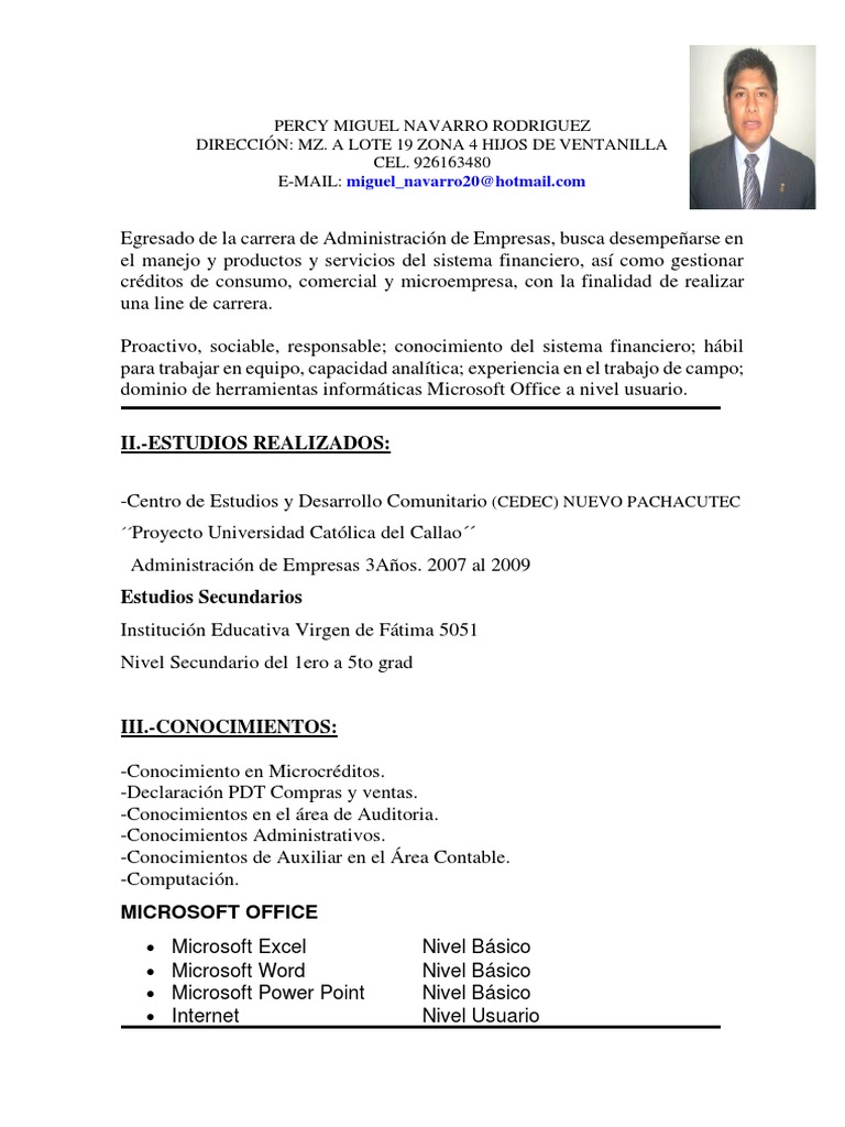 CV Navarro Rodriguez Percy | PDF