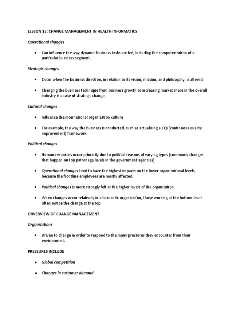 Lesson 15 | PDF | Change Management | Health Informatics