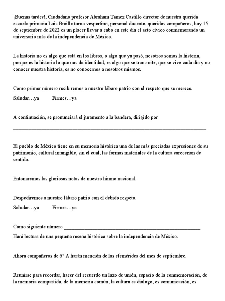 Programa Civico Del 15 de Septiembre | PDF