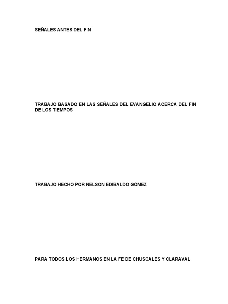 Señales Antes Del Fin | PDF
