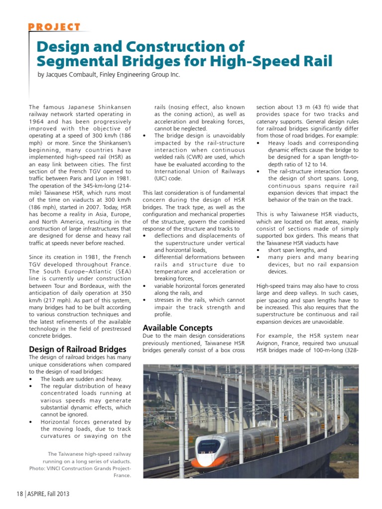 Design and Construction of Segmental Bridges For High-Speed Rail | PDF ...