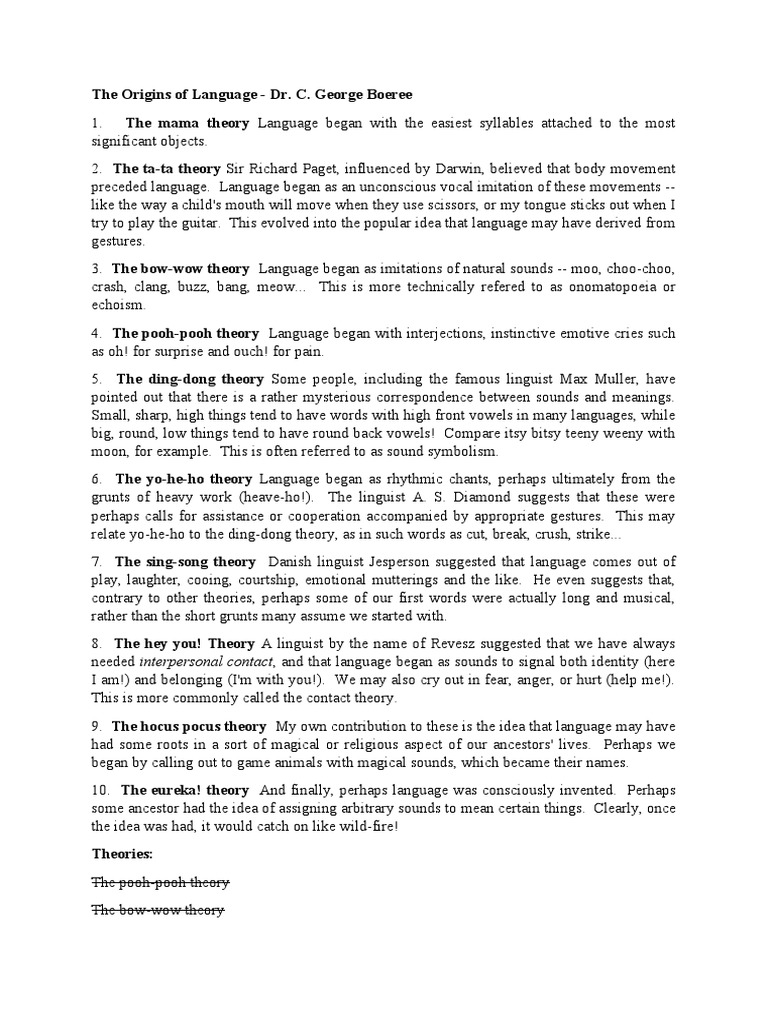 Theories | PDF | Origin Of Language | Cognitive Science