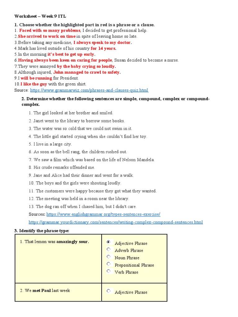 Analyzing Grammar Structures: Identifying Phrases, Clauses, and ...