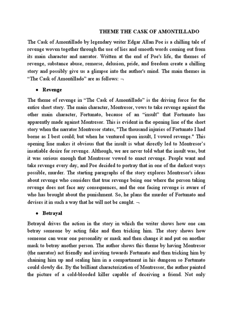 Theme The Cask of Amontillado | PDF